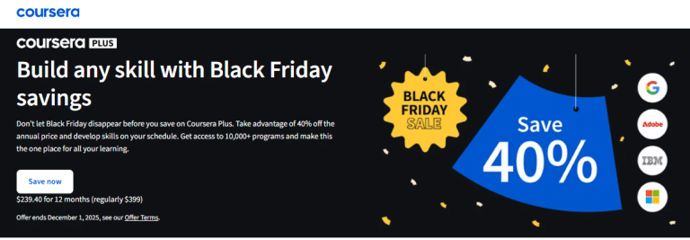Coursera Black Friday [Dec. 2025] – Live 40% OFF Deals